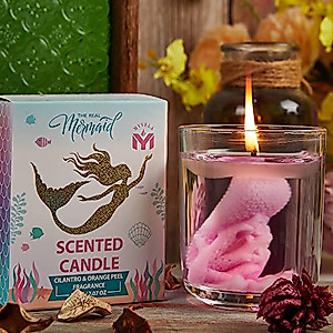 Jelly Gel Scented Candle Gift for Women,Cilantro & Orange Peel Highly Scented and Soy Wax Mermaid Jar Candle for Home Decoration Candle,As a Gift for Birthday，7.07 oz Candle