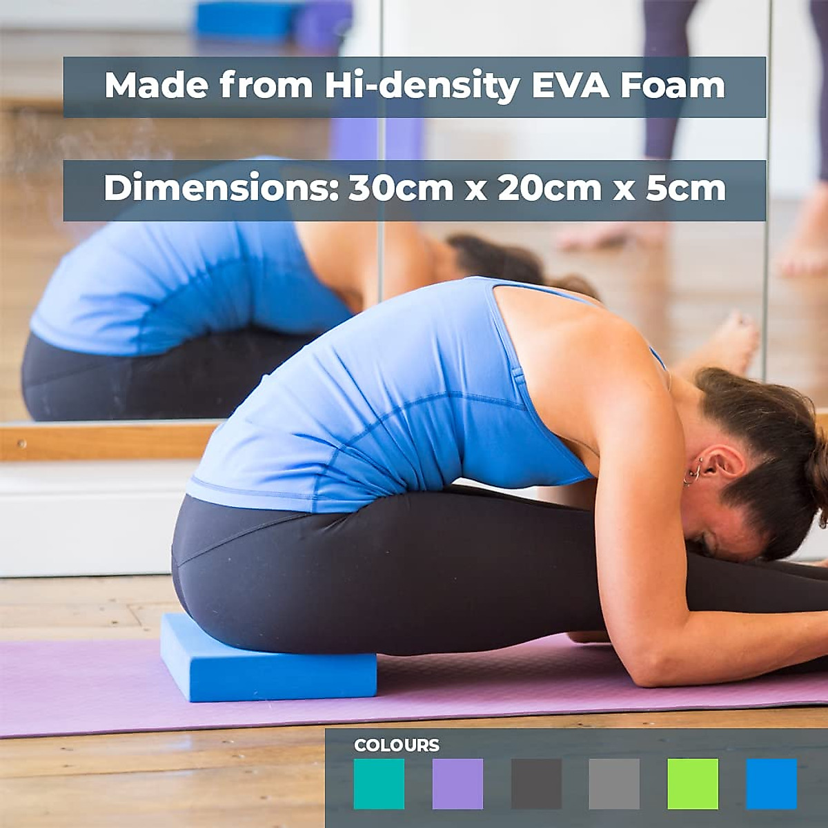 Yoga Mad EVA Yoga Block | 30cm x 20cm x 5cm | Eco Friendly Yoga Block | High Density EVA Non Slip Block for Yoga, Pilates and Home Workouts | Provides Support for Various Yoga Poses… (Single)