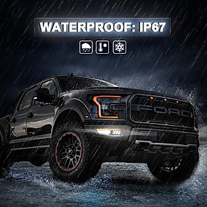 CJOVSE Ford Raptor Fog Lights, Amber Sequential Turn Signal White DR LED Bumper Fog Lights Compatible Smoke Housing with Gen 2 Ford Raptor 2017 2018 2019 2020