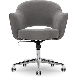 Serta Valetta Office Desk Memory Foam Padding, Midcentury Modern Style, Chrome-Finished Stainless-Steel Base, Home Chair, Gray