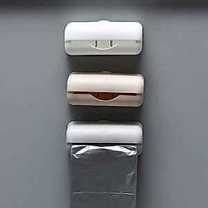 KinAndKen Wall Mounted Trash Bags Holder Storage Box Multi-Purpose Garbage Bag Dispenser Storage Box for Bathroom Kitchen