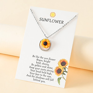 Kilener Sunflower Necklaces for Women Inspirational Sunflower Gifts for Women Christmas Birthday Gift for Daughter Best Friends Motivation Sunflower Necklace