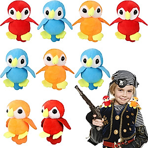 Zomiboo 9 Pieces Stuffed Parrot on Shoulder Soft Parrot Plush Animal Pirate Costume Accessory 3.5 Inch Blue Scarlet Orange Bird Toys Stuffed Bird for Holiday Pirate Party Decoration Supplies