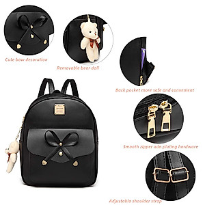 MACCINELO Cute PU leather 3pcs set backpack mini purse shoulder bag for women teen girls