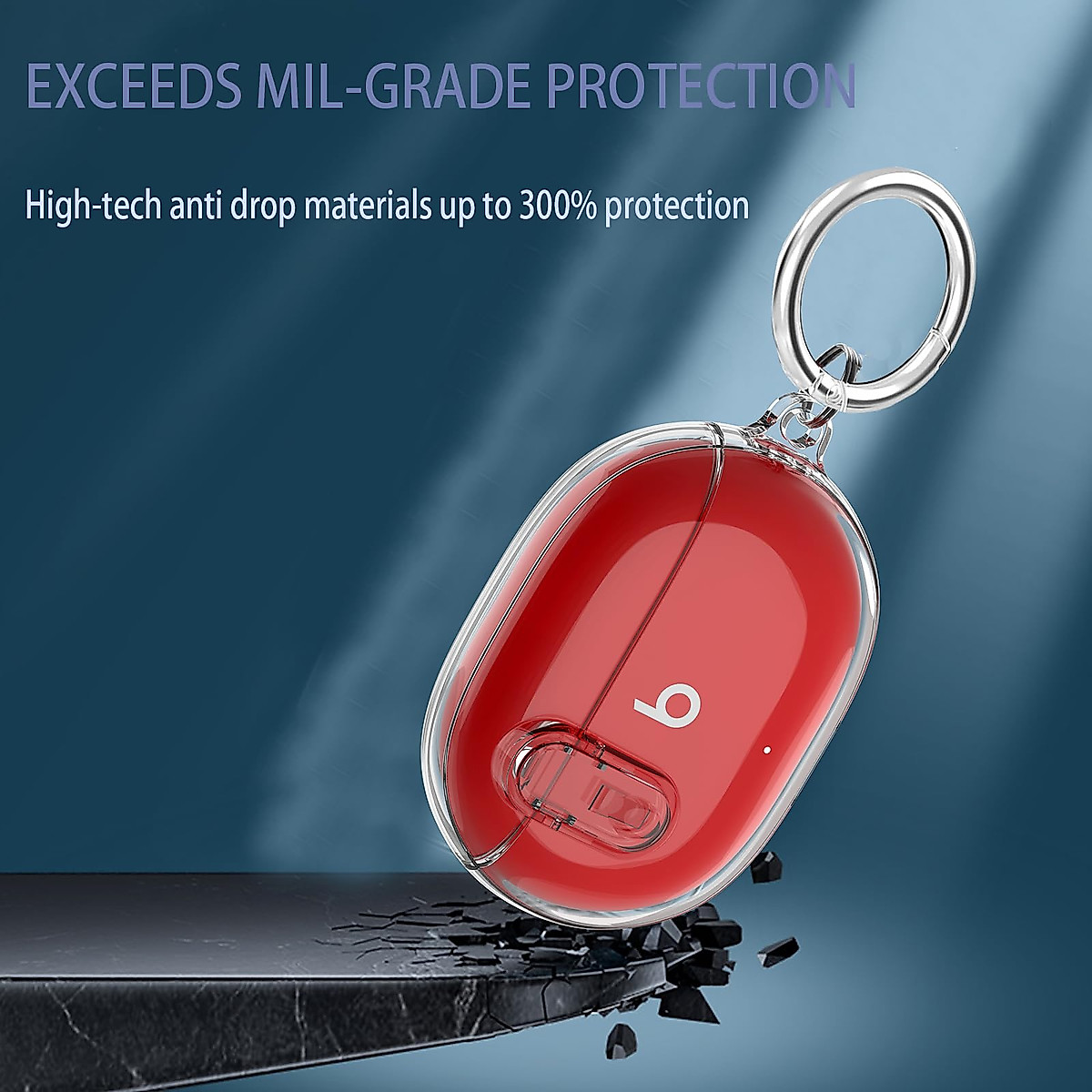 Beats Studio Buds/Studio Buds Plus Case Cover Clear 2021/2023 Men Lock Clip with Cleaner Kit, GARTOO Protective Case for Women Girls Kids Clear