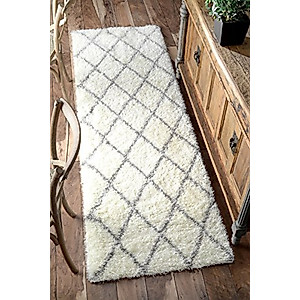 nuLOOM Machine Made Diamond Shag Area Rug, 4x6, Gray