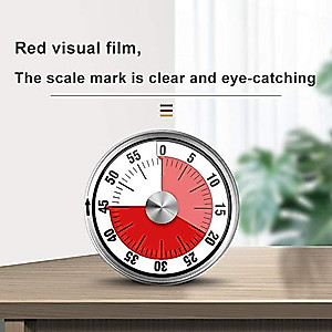 Home Timer Student Learning Office Countdown Timer Mechanical Stainless Steel Kitchen Timing Tool Reminder (White)