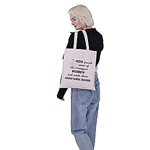G2TUP Sunday School Teacher Appreciation Gift Christian Teacher Tote Bag God Made Them Sunday School Teachers Shoulder Bag (SST Tote)
