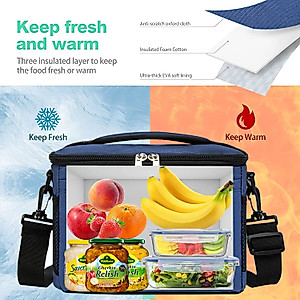 BEIMILY Insulated Lunch Bag 2 Pack Box for Women/Men,Small Soft Sided Cooler Hand bags,Leakproof Reusable Lunchbox,lunch box work with Adjustable Shoulder Strap (blue+Sky blue),2305AC