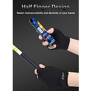 SUJAYU Fingerless Gloves, Fishing Gloves Paddling Gloves Sailing Gloves Rowing Gloves Kayak Gloves Water Gloves Sports Gloves, Fishing Gloves Men & Women (Black, L)