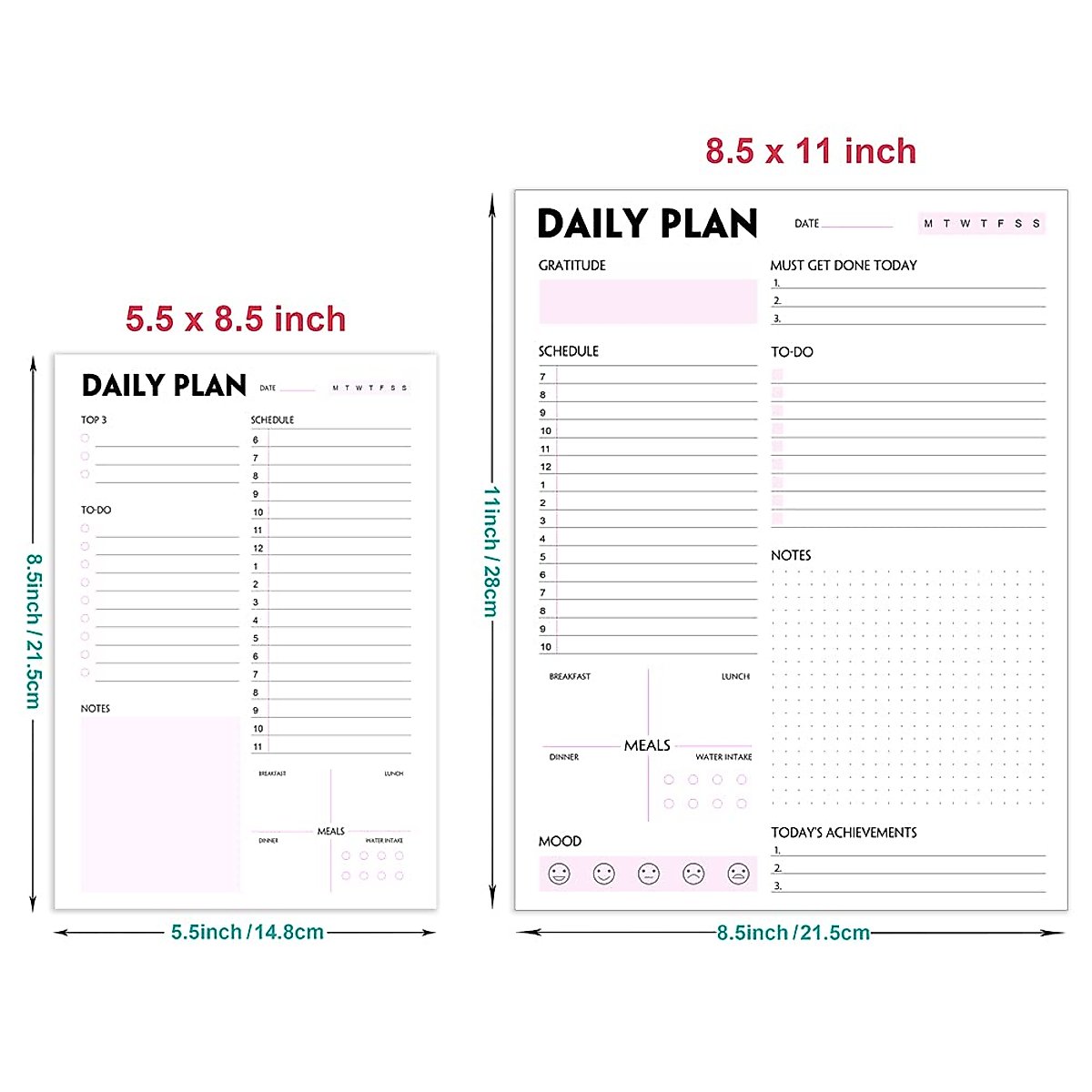 Daily Planner Notepad - Tear-Off Daily Planning Pad, Organizer with To Do Lists, Schedule, Appointment, Productivity Tracker, 50 Undated Sheets, 8.5 x 11 in