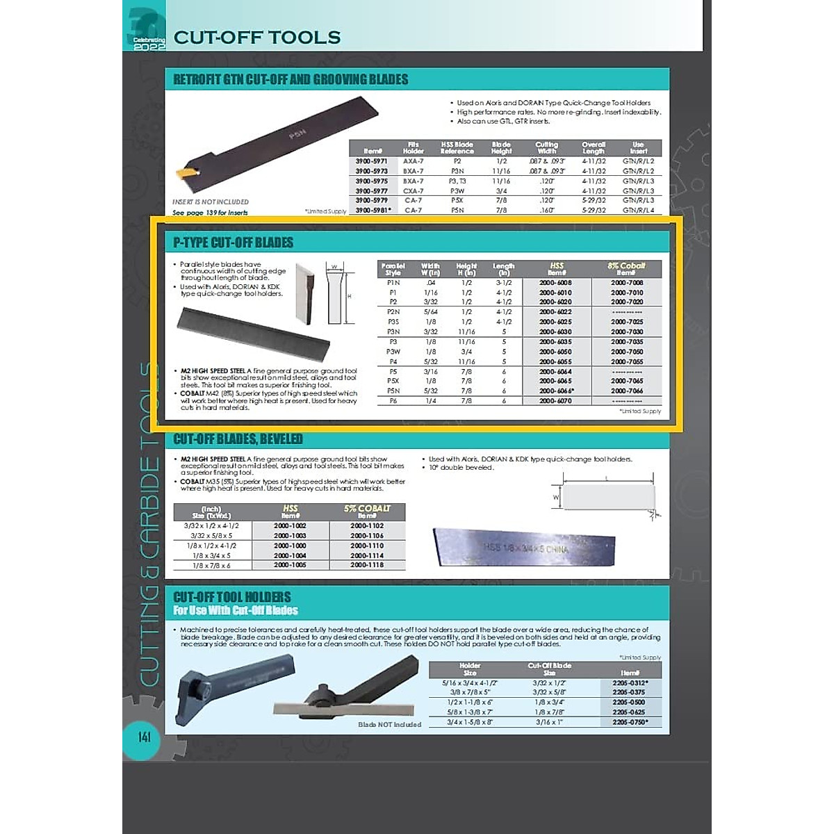 HHIP 2000-6064 3/16 x 7/8 x 6 Inch HSS Parallel Type Cut-Off Blade P5 (Pack of 1)