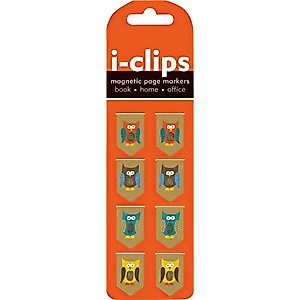 Owls i-Clip Magnetic Page Markers (Set of 8 Magnetic Bookmarks)