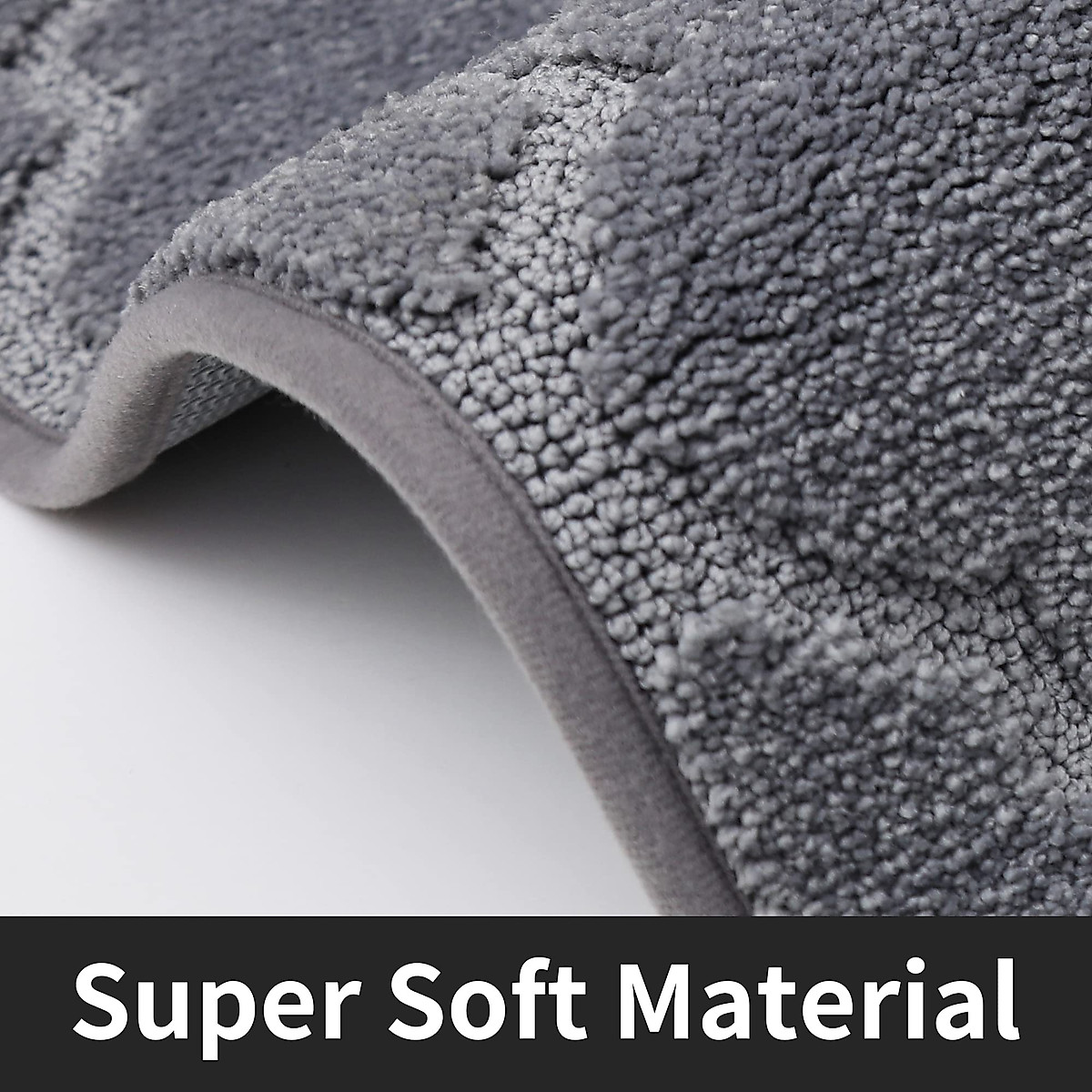 COSY HOMEER Soft Kitchen Rugs [2 PCS] for in Front of Sink Super Absorbent Kitchen Floor Mats and Mats 20x30 Inch/20X48 Non-Skid Kitchen Mat Standing Mat Washable,Polyester,Grey