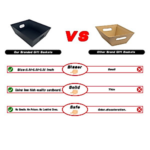 Baskets For Gifts Empty, 5 Pk Black Empty Gift Baskets To Fill, Sturdy Cardboard Tray With Handles, Large Gift Baskets Empty Bulk For Beautiful Gifts, Christmas, Easter, Halloween