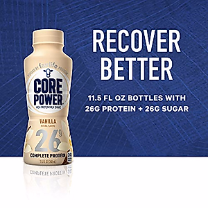Core Power Protein Shakes (26g), Vanilla, No Artificial Sweeteners, Ready To Drink for Workout Recovery, 11.5 Fl Oz (Pack of 12), Packaging May vary