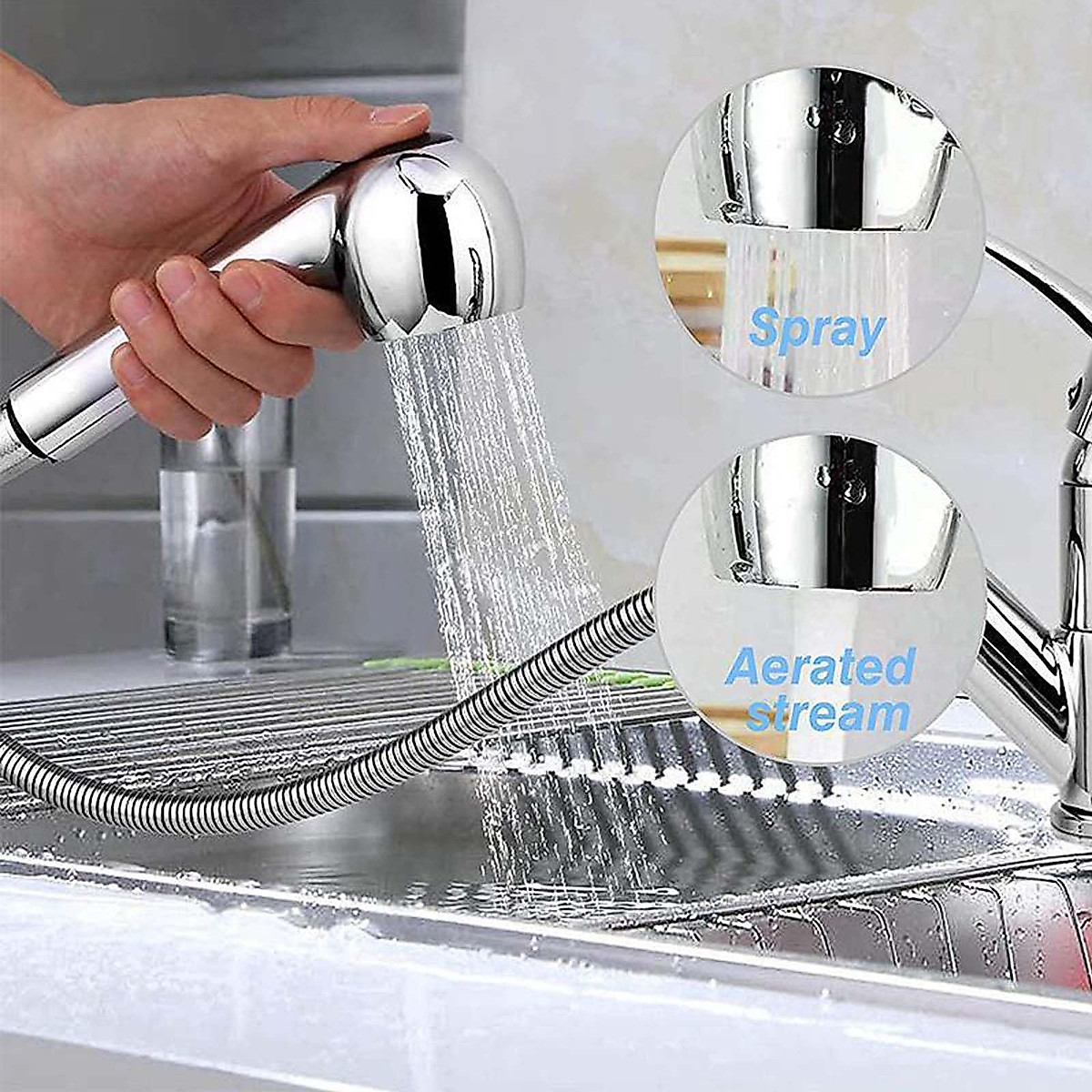 Kitchen Faucet Bathroom Tap 2 Modes Pull-Out Faucet Nozzle Sink Faucet Spray Head Sprayer Spout Setting Replacement Part