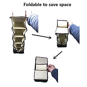 TSY TOOL 2 Pack 10 Shelves compartments Fabric Hanging Closet Shoe Storage Organizer, for Shoes, Handbags, Clutches , Accessories & Clothing , Hangs Over The Closet Rod , 6 x 12 x 47 inch