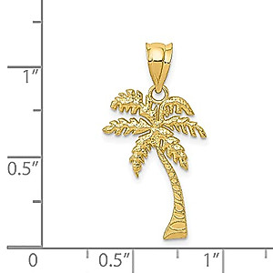 IceCarats 14K Yellow Gold Small Palm Tree Necklace Summer Beach Pendant Tropical Charm Only