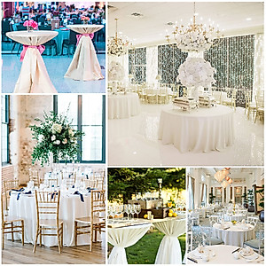 REWOMC 6 Pack Round Tablecloths - 120 Inch, White Polyester Table Cover for Round Table, Stain and Wrinkle Resistant Washable Fabric Table Cloth, Polyester Tablecloth for Wedding Banquet Parties