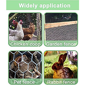 HONSREO Chicken Wire Fencing 16.9 Inch x 49.2 Ft, Poultry Wire Netting 0.6 Inch Hexagonal Galvanized Floral Fence Mesh for Pet Rabbit Coop