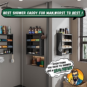 WINKINE Soap Holder Compatible with Dr.Squatch Soap, Shower Caddy for Men, Shampoo Bar Holder for Shower with Razor, Wall Mounted Bar Shower Organizer for Bar Soaps, Shampoo, Shower Soap Shelves