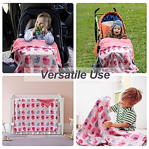Kids Baby Blankets, Baby Girls Pink Blanket Bed Printed Animal Elephant Blankets, Baby Girl Blankets Soft Plush Toddler Blankets, Shower Gifts for Girls, Elephant, Pink, 30x40 Inches (76x102cm)