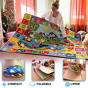 QUOKKA Baby Play Mat for Floor - Super Soft Plush Surface ABC Playmat for Toddlers & Infants - Extra Thick (0.8cm) Large Padded Non-Slip Nursery Rug for Crawling & Playing - Foldable Gift Mat