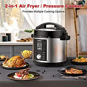 Galanz 12-in-1 Electric Pressure Cooker & Air Fryer with 12 Preset Programs Including Slow Cook, AirFry, Dehydrate, Rice, Grill, Roast, Steam, Beans, Stew, Warm, 6 Qt, 1000W/1500W, Stainless Steel