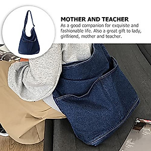 Abaodam Womens Multi-pocket Shoulder Bag Blue Tote Bag Casual Hobo Bag