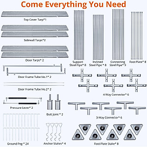 Carport Canopy 10x20 Heavy Duty, Car Tent with Sidewalls & Doors Removable & Roll-up and Down mesh Windows, Portable Garage All Weather, Car Canopy for SUV & Boats & Truck, Gray