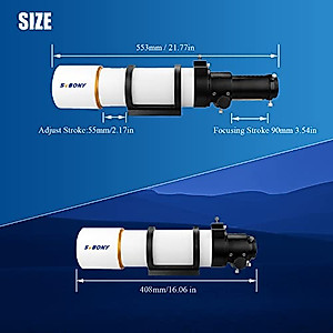 SVBONY SV48P Telescope, 90mm Aperture F5.5 Refractor OTA for Adults Beginners, Telescopes for Deep Sky Astrophotography and Visual Astronomy