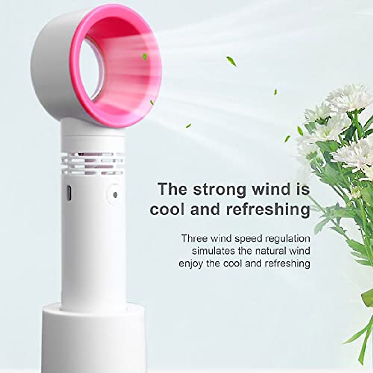 RNSUNH Mini Portable Fan Bladeless Handheld Fan for Eyelash Extension Quiet Portable Rechargeable Handheld Lash Fan with 3 Speeds Air Conditioning Blower for Essential Eyelash Extension Supplies