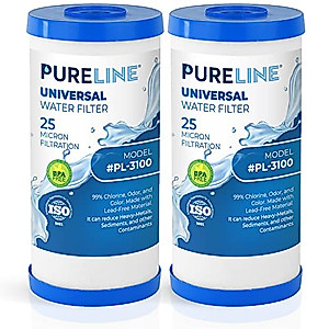 Pureline FXHTC 25 Micron 10" x 4.5" Replacement for GE FXHTC, GXWH40L, Culligan RFC-BBSA, W50PEHD, GXWH40L, GXWH35F, GNWH38S, DuPont WFHD13001, Pentair Pentek R50-BB, NSF 372 and NSF 42 (2 Pack)