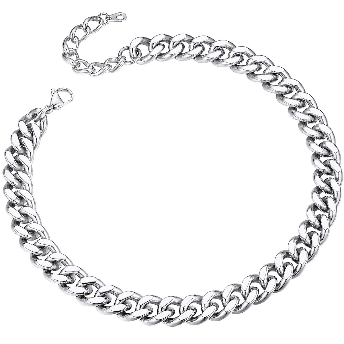 Mens Necklace Cuban Chain Choker 12mm 14inch Stainless Steel Choker Neck Chains for Men