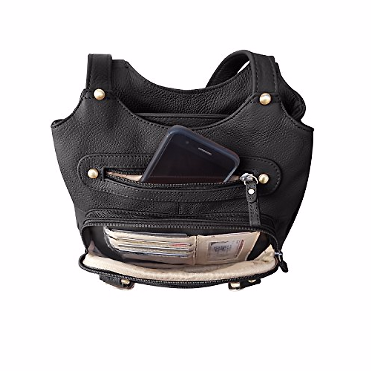 Roma Leathers Gun Concealment Purse - Cowhide Leather - Black