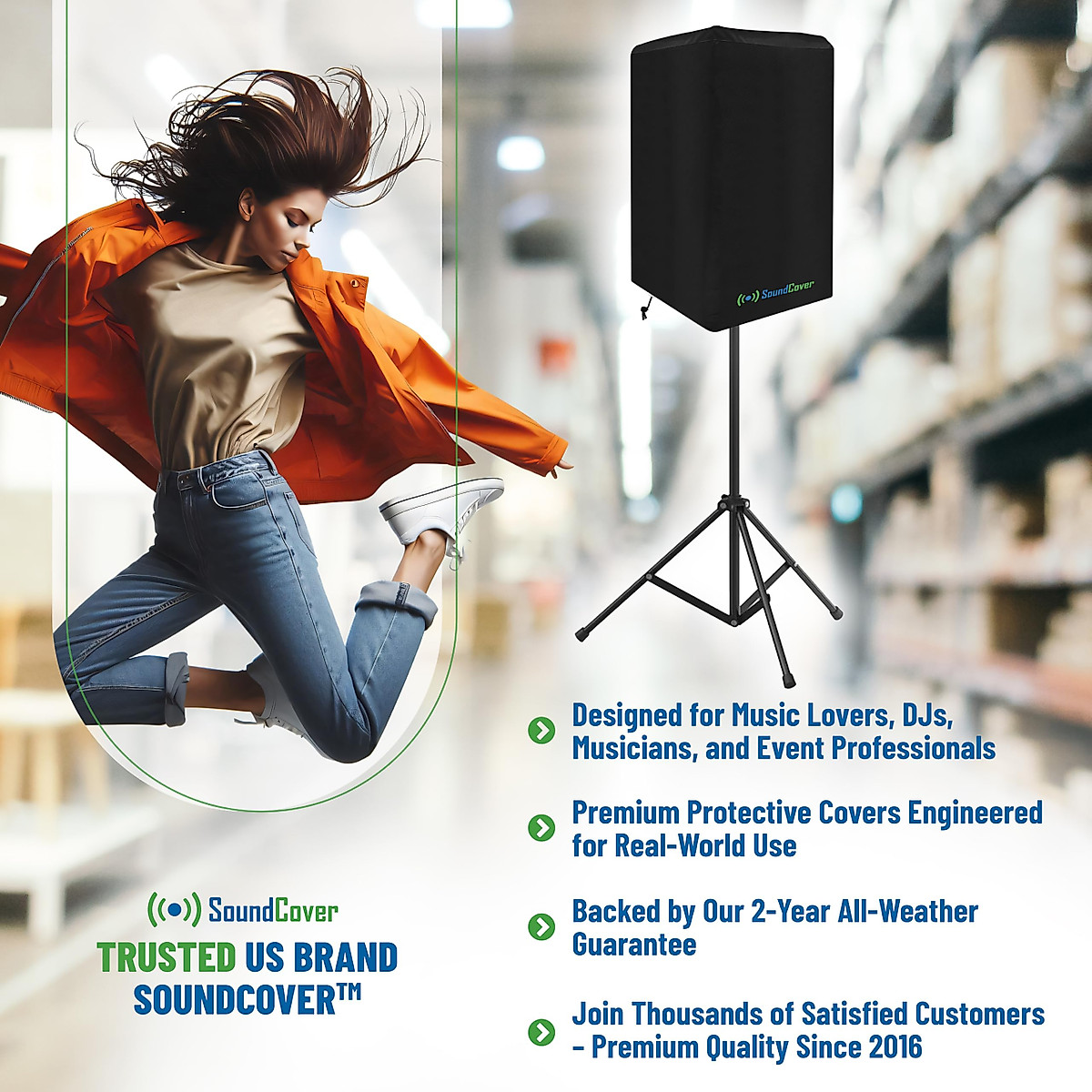 12-Inch PA/DJ Speaker Cover – Black 420D Polyester with Silver UV50 Coating – Water-Resistant, Protective Bag for Stand-Mounted Powered Speakers – Lightweight, Open-Bottom Design (Single Cover)