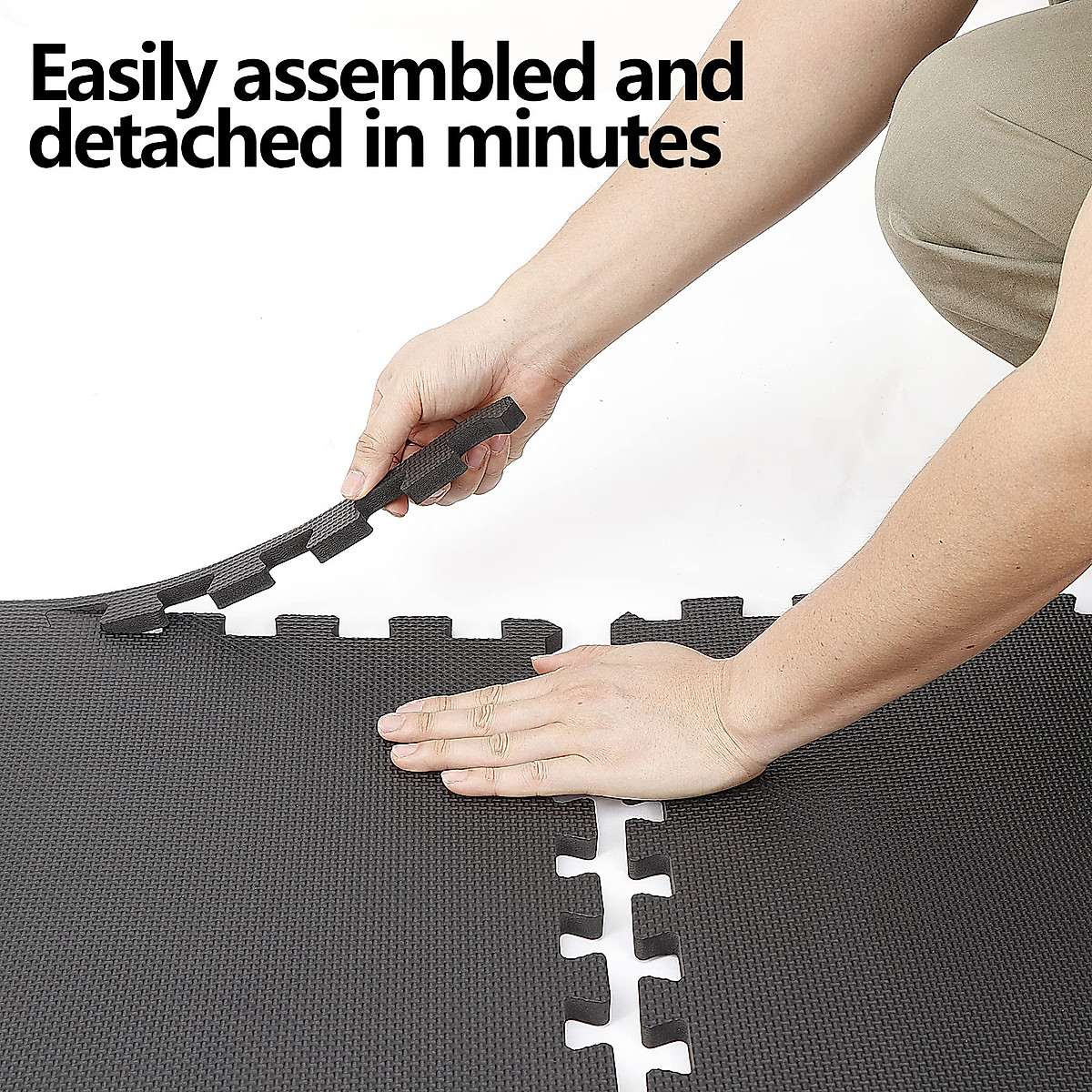 HomGarden Puzzle Exercise Mat 1/2’’ EVA Interlocking Foam Floor Mats for Exercise Equipment Home Gym Workout Mat(6 Tiles) Black