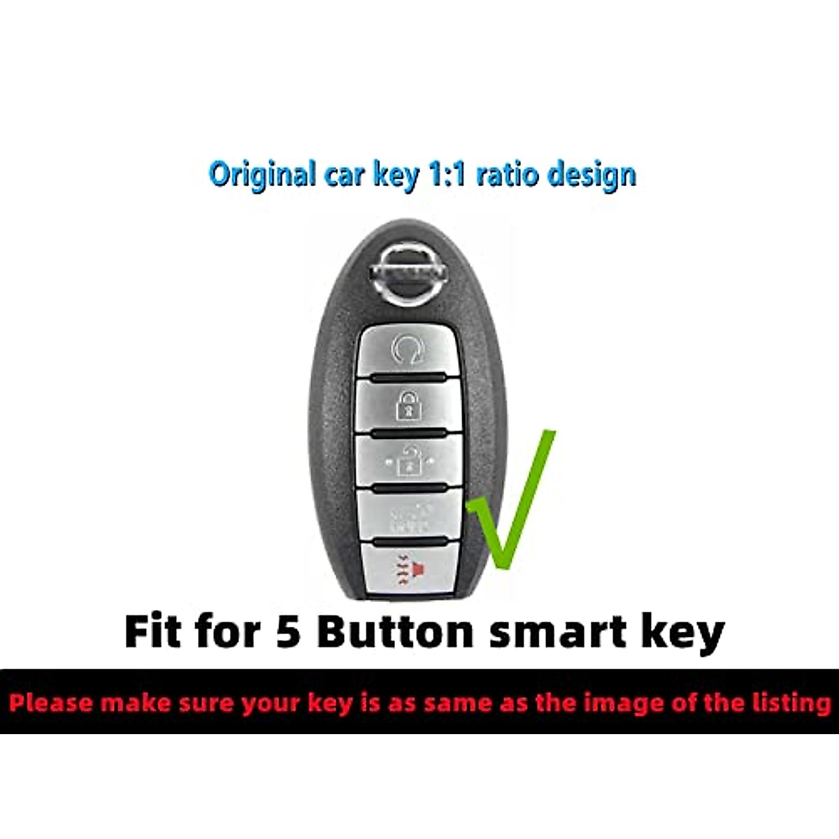 REPROTECTING Silicone Rubber Key Fob Cover Compatible with 2013-2023 5 Buttons Nissan Altima SR Armada SL Maxima Murano Pathfinder Rogue Titan Versa Sentra (Black/White)