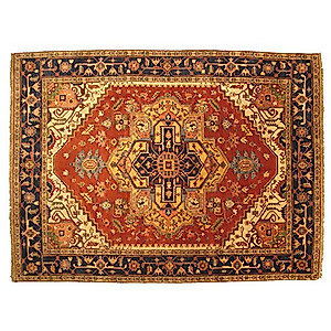 EORC, LLC Rust Hand-Knotted Wool Traditional Oriental Serapi Rug, 9' x 12'