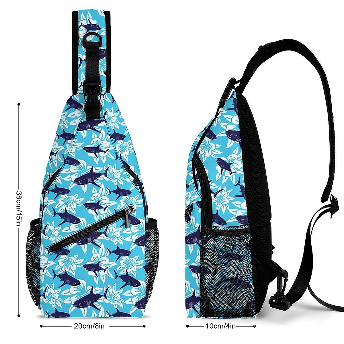 VSOFMY Sling Bag for Men Women Crossbody Sling Backpack for Travel Hiking Daypack Chest Bag Shark