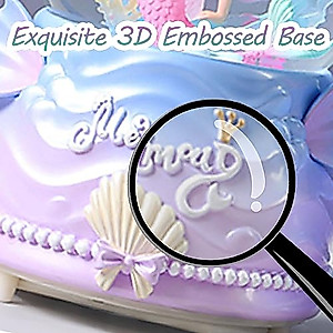 Snow Globe, Asfety Mermaid Musical Snow Globe with LED Rainbow Snow Lights and Play Music, Resin Automatic Snowfall Mermaid Gifts for Girls Snow Globe Christmas, Festival Gifts for Mothers Daughter