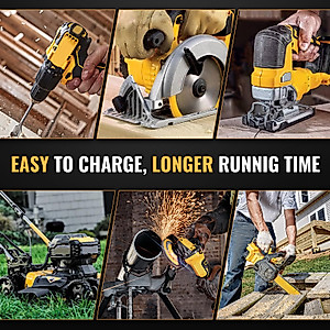 DASNITE 6.0Ah 20V Max Replacement for Dewalt 20V Max Battery Lithium Ion Compatible with Dewalt Batteries DCB200 DCB204 DCB206 DCB201 DCB203 DCD/DCF/DCG Series Cordless Power Tools(2-Pack)