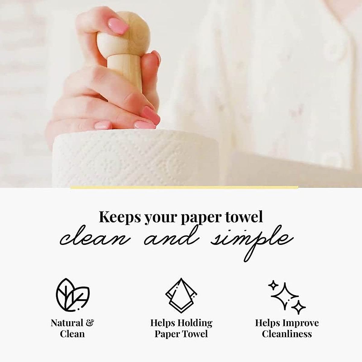 Tuuli Kitchen – Wooden Kitchen Paper Towel Holder, for Tissue and Other Types of Paper Roll, Beechwood Holder for Kitchen Tissue 14 x 5 inches