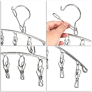3 Pack Stainless Steel Laundry Drying Rack Clothes Hanger with 10 Clips for Drying Socks,Drying Towels, Diapers, Bras, Baby Clothes,Underwear, Socks Gloves