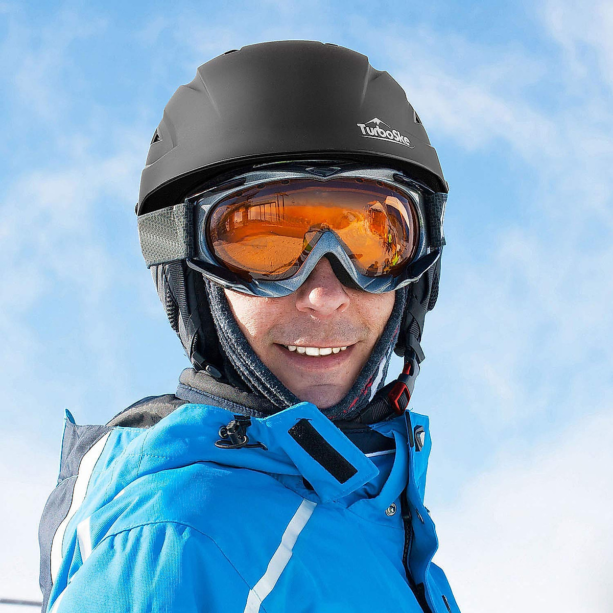 TurboSke Ski Helmet, Snowboard Helmet, Snow Sports Helmet for Men Women and Youth (Black, M)