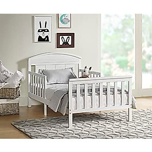 Oxford Baby Baldwin Wood Frame Toddler Bed with Guardrails and Arched -Headboard, Snow White