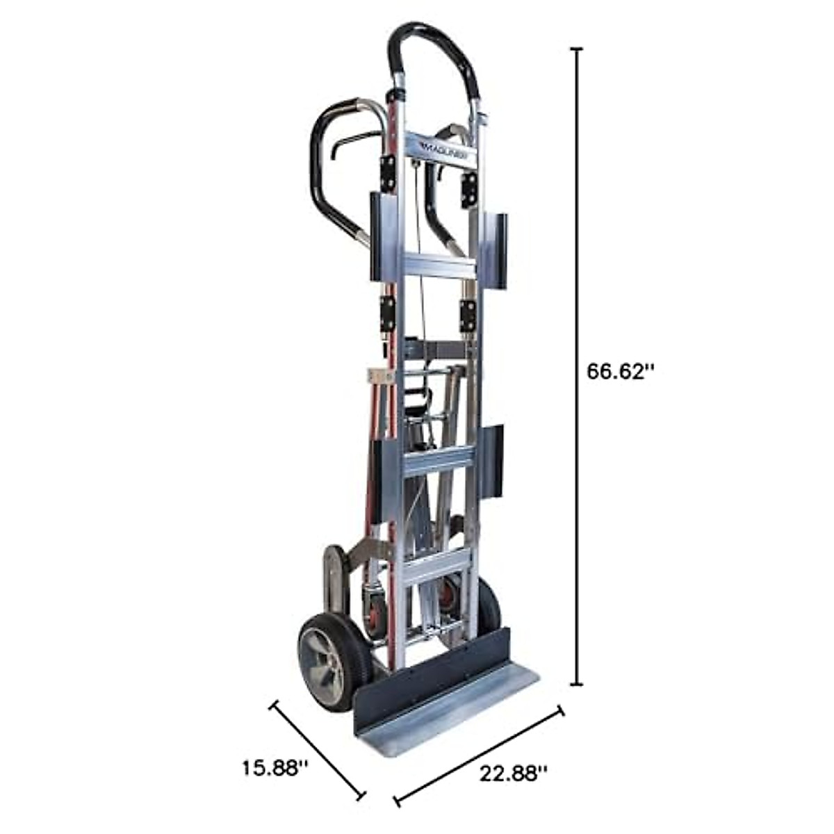 Magliner Appliance Hand Truck with 4th Wheel Attachment and 10" Microcellular Foam Wheels, 800 lb. Capacity