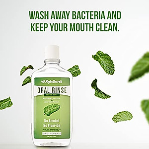 XyloBurst Fresh Breath Oral Rinse Mouth Wash with Natural Xylitol - Alcohol-Free, Fluoride Free, SLS Free Cool Mint (3 Pack 16 Ounce)