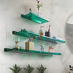 4 Pack Acrylic Floating Shelves, Wall Mounted Invisible Bathroom Shower Shel, for Home, Bedroom, Bathroom, Kitchen Storage(4Pcs, Green)